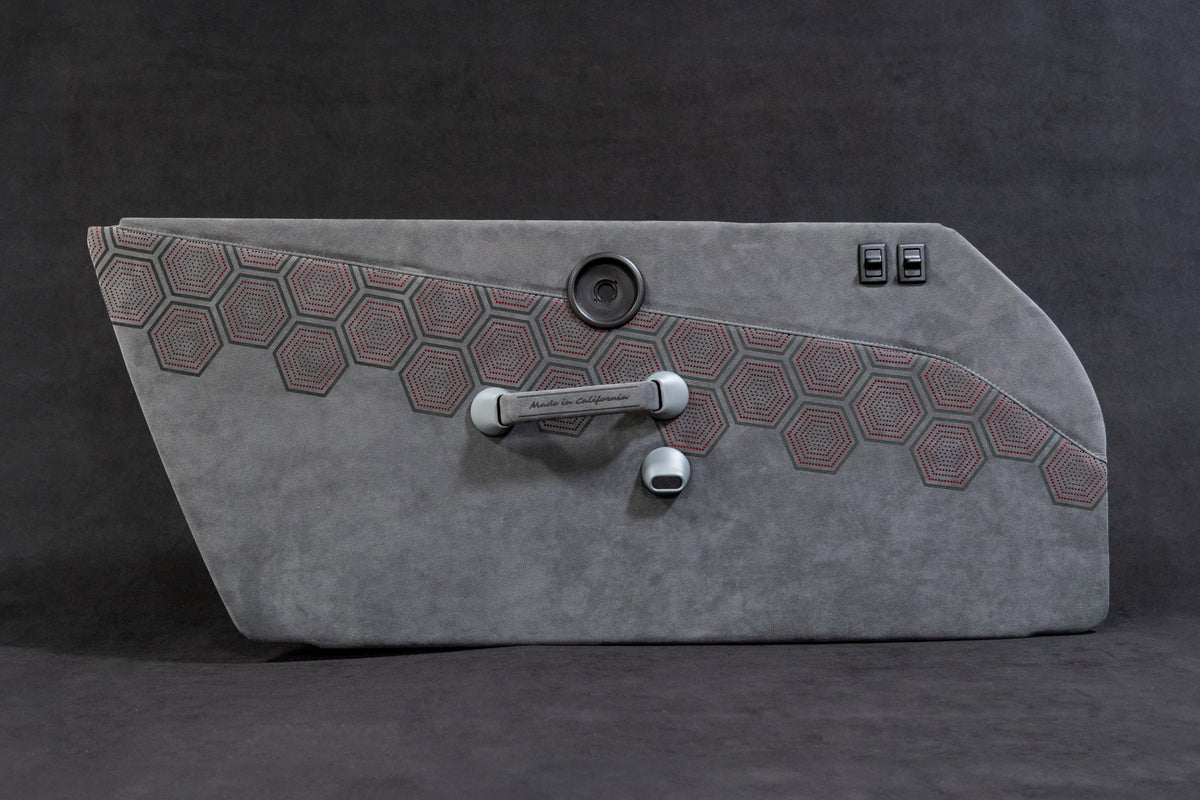 Grey Alcantara and Red Perforations– Studio Paguzzi